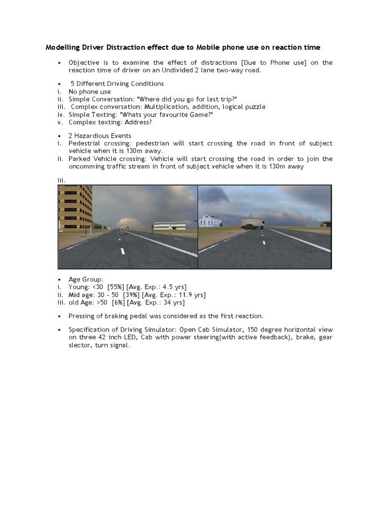 Modelling Driver Distraction Effect Due To Mobile Phone Use On Reaction ...