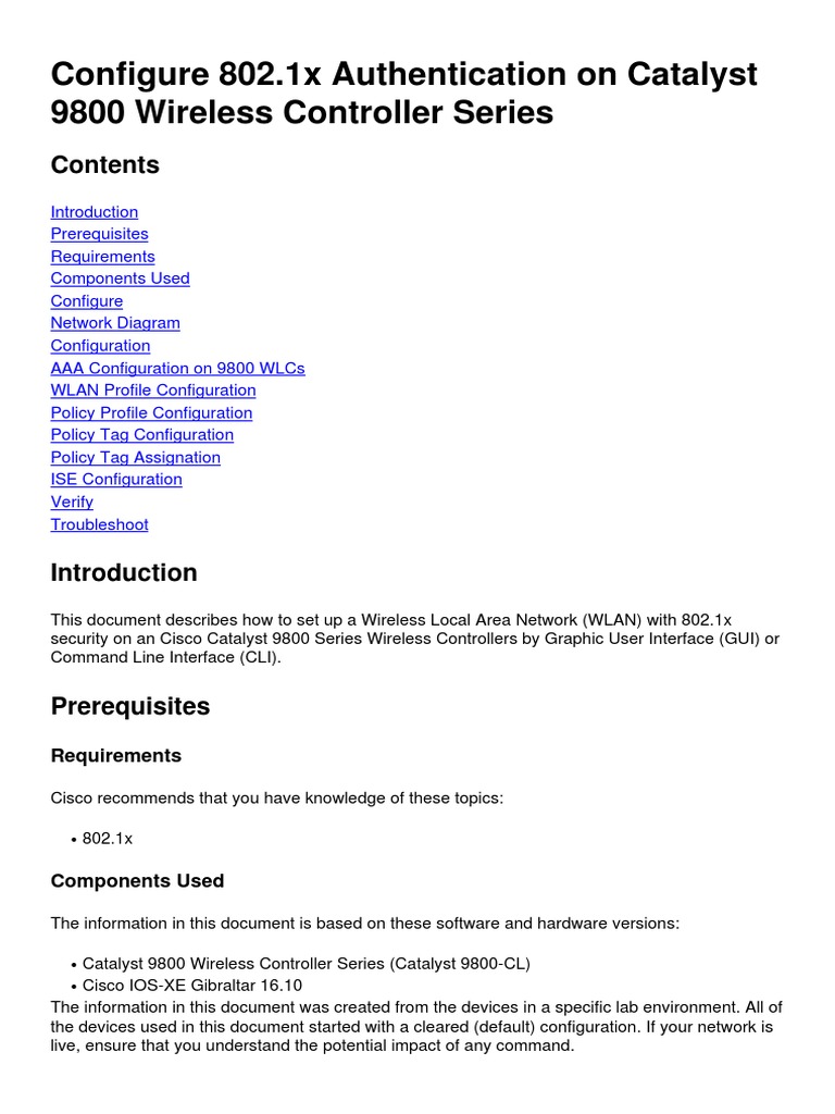 Configure 802.1x Authentication On Catalyst 9800 Wireless Controller Series | PDF | Wireless Lan ...