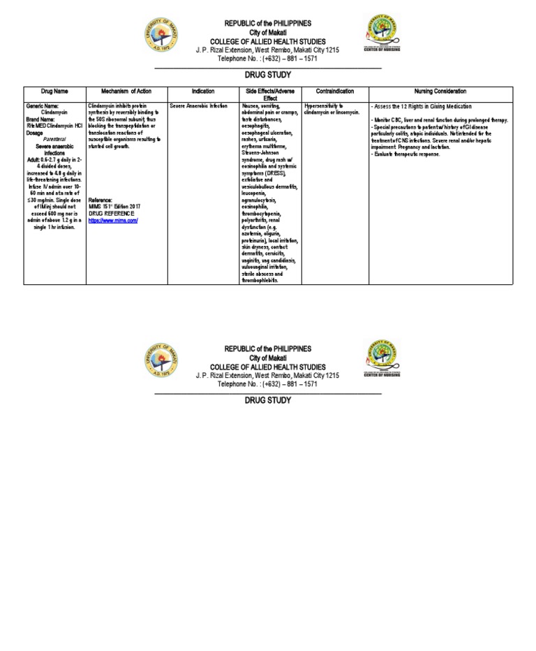 Clindamycin Drug Study | PDF | Pharmacology | Medical Treatments
