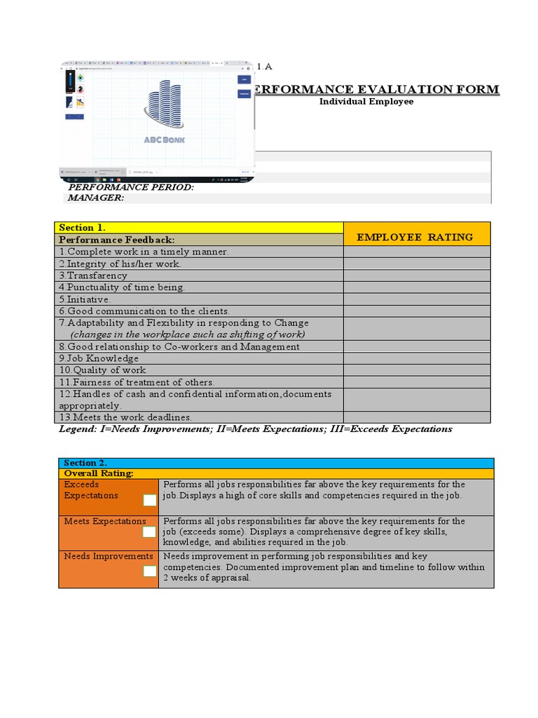 Performance Evaluation Form | Download Free PDF | Performance Appraisal | Competence (Human ...