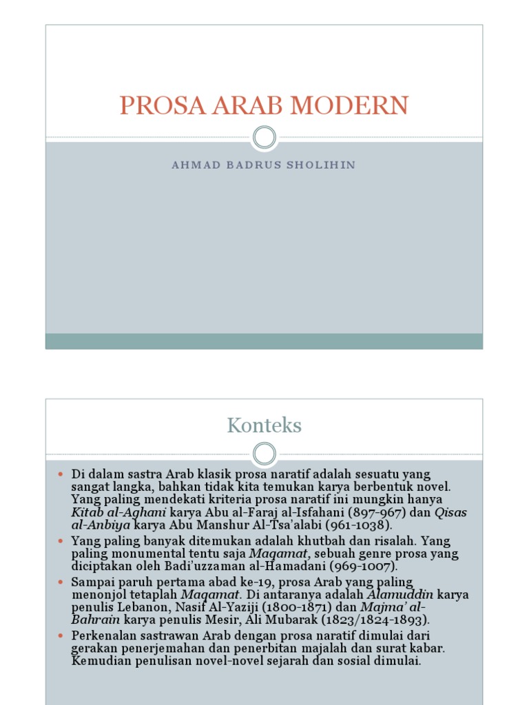 Al-Adab Al-Mu'ashir - Pengantar Prosa Arab Modern | PDF