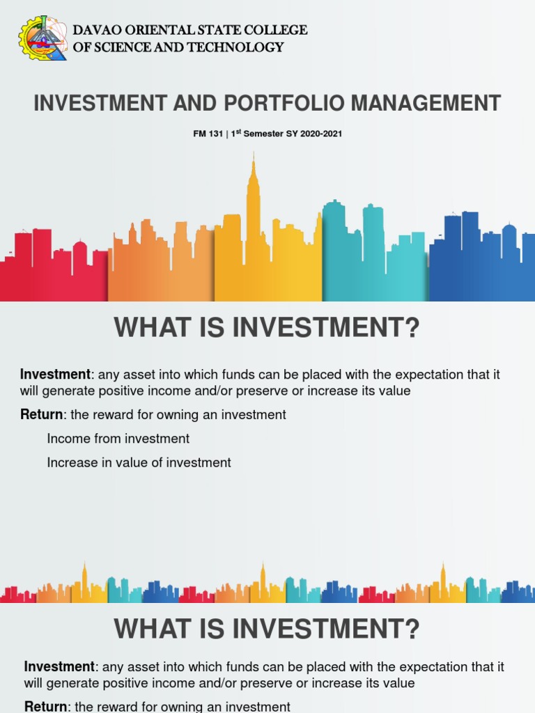 Investment and Portfolio Chapter 1 | PDF | Investment Management ...
