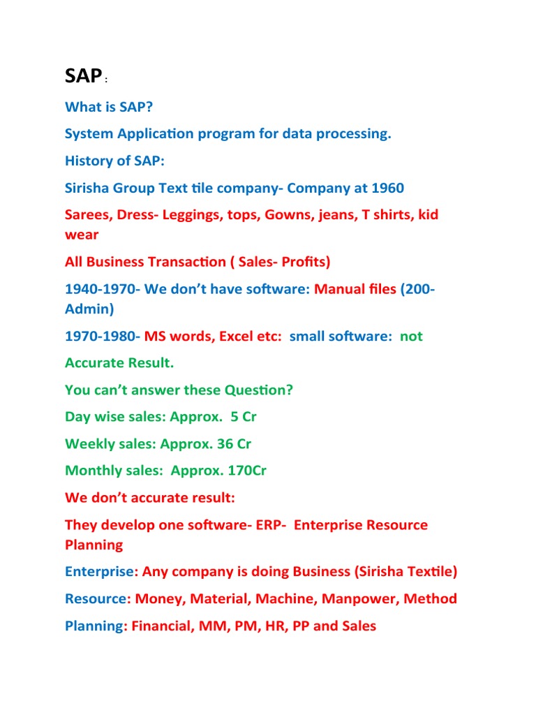 What Is SAP? System Application Program For Data Processing. History of ...