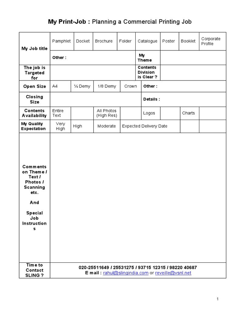 My Print-Job: Planning A Commercial Printing Job | PDF
