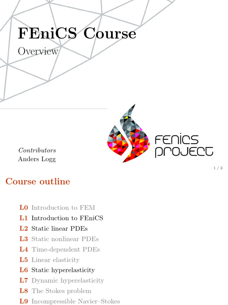 Fenics Course: Contributors Anders Logg | PDF