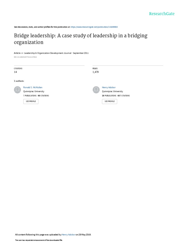 Bridge Leadership: A Case Study of Leadership in A Bridging ...