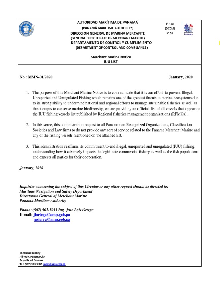 MMN 01 2020 IUU List | PDF | Outdoor Recreation | Animals And Humans