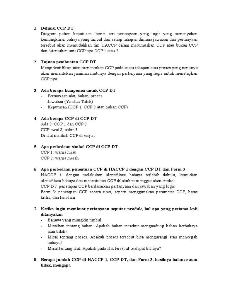 Pertanyaan CCP | PDF