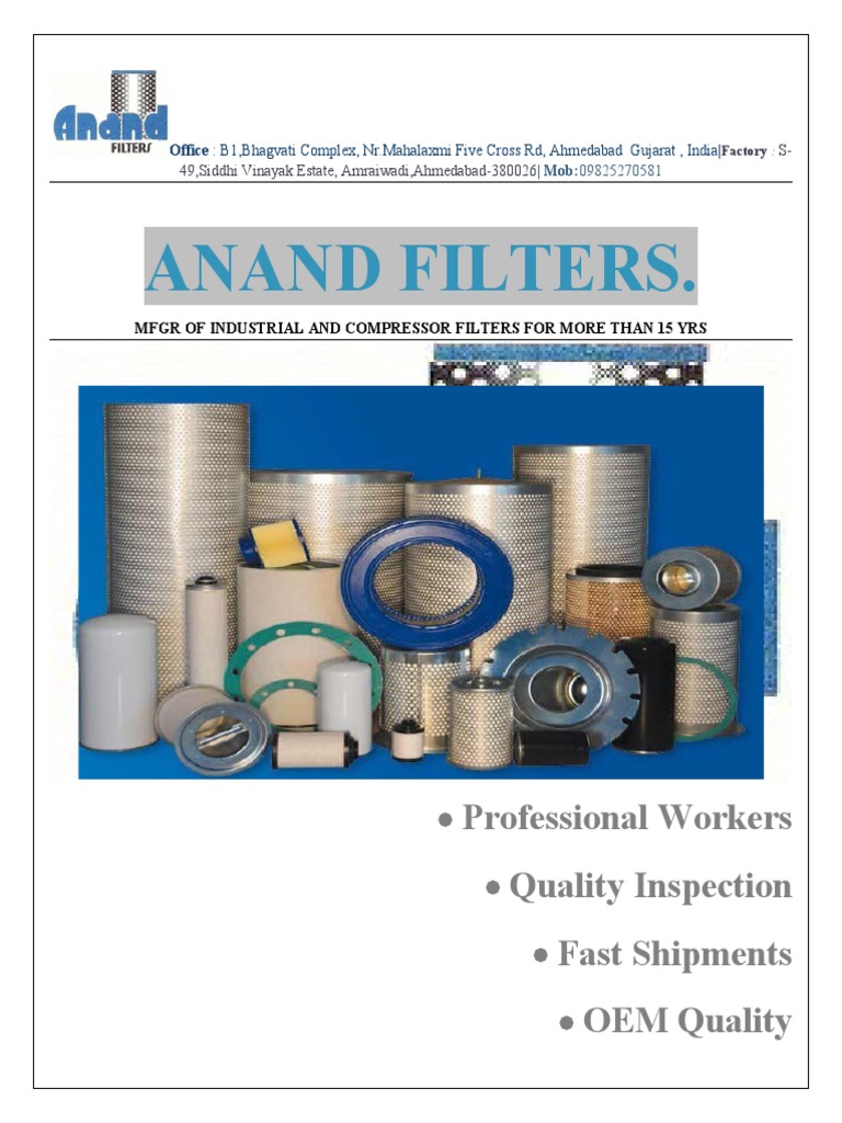 Anand Filters Brochure | PDF | Mechanical Engineering | Gases