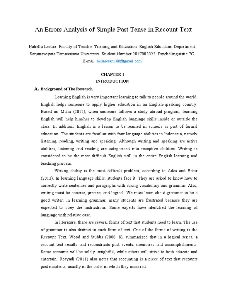 Nabella Lestari 2017002022 Pscho 7C | PDF | Second Language | Verb