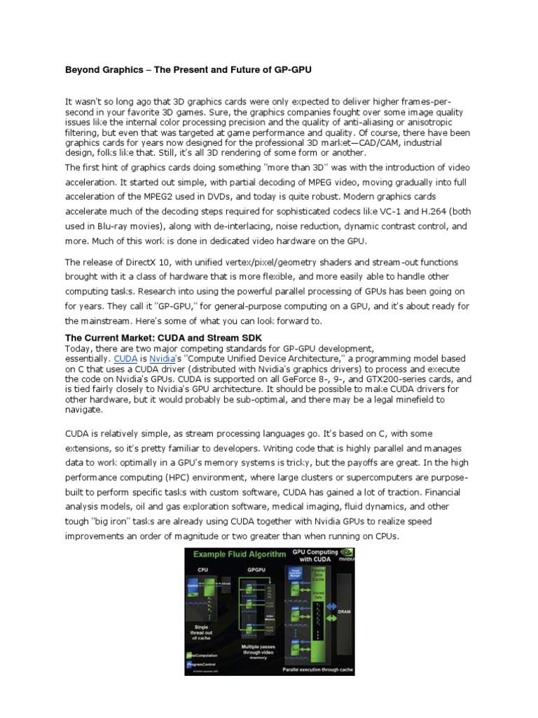Beyond Graphics The Present And Future Of Gp Gpu Cuda Nvidia Pdf
