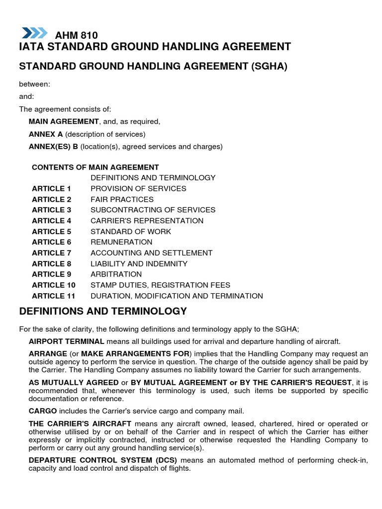 IATA Standard Ground Handling Agreement | PDF | Indemnity | Airport