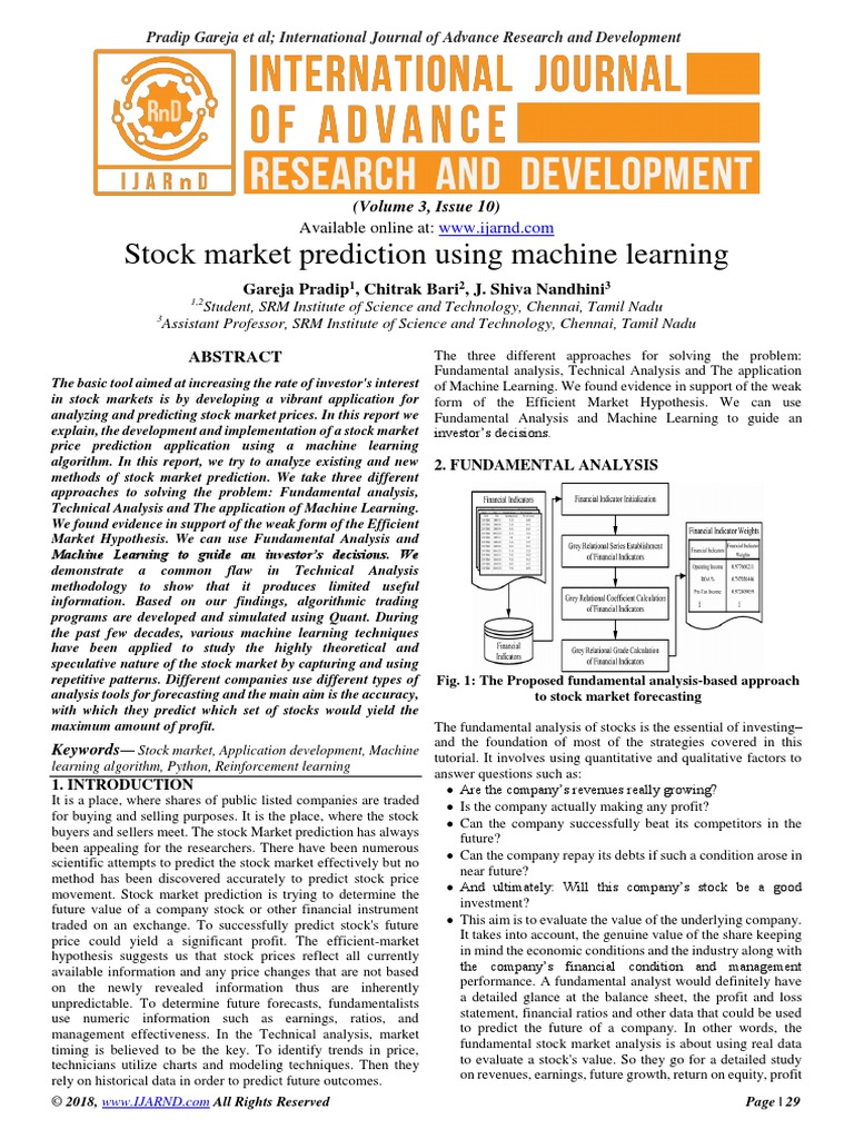 Stock Market Prediction Using Machine Learning: Gareja Pradip, Chitrak Bari, J. Shiva Nandhini ...