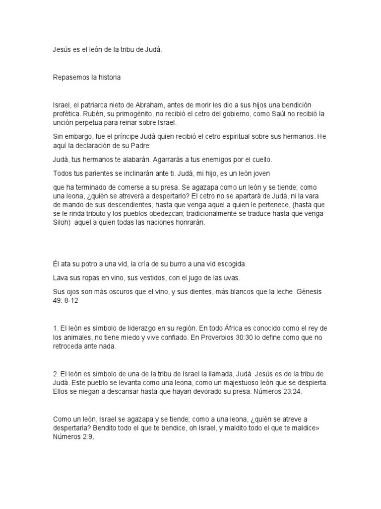 Jesús: El León de la Tribu de Judá | PDF | David | Mesías
