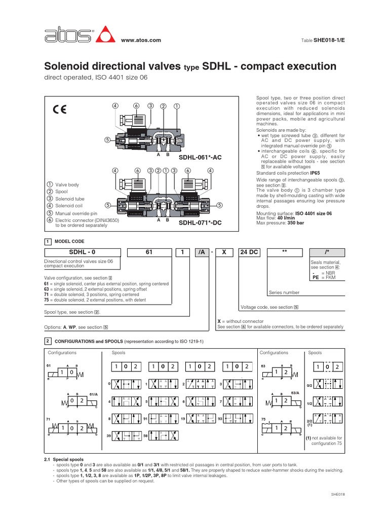 Solenoid Directional Valves SDHL - Compact Execution: Direct Operated ...