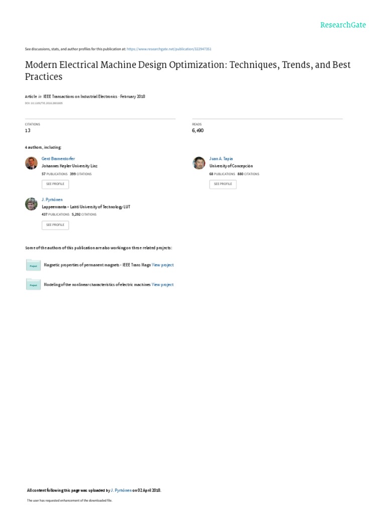 Modern Electrical Machine Design Optimization: Techniques, Trends, and ...