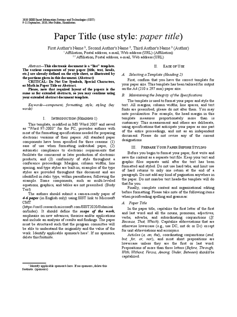 SIST Paper Requirements | PDF | Bracket | Letter Case