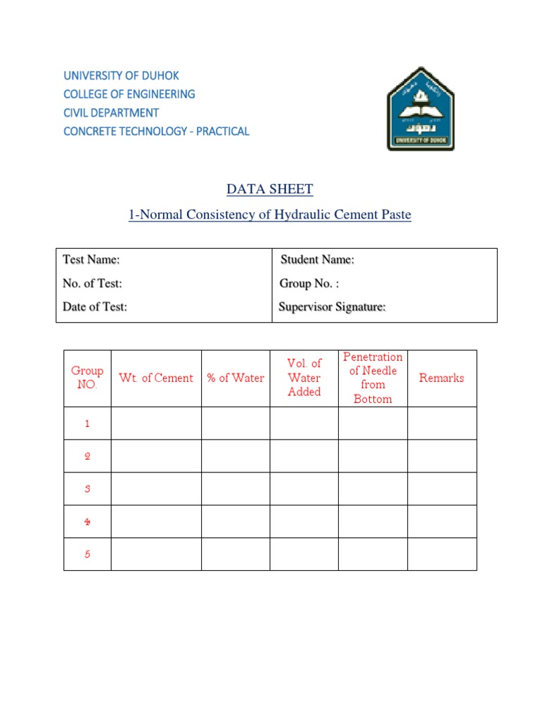 1-Normal Consistency Data Sheet | PDF