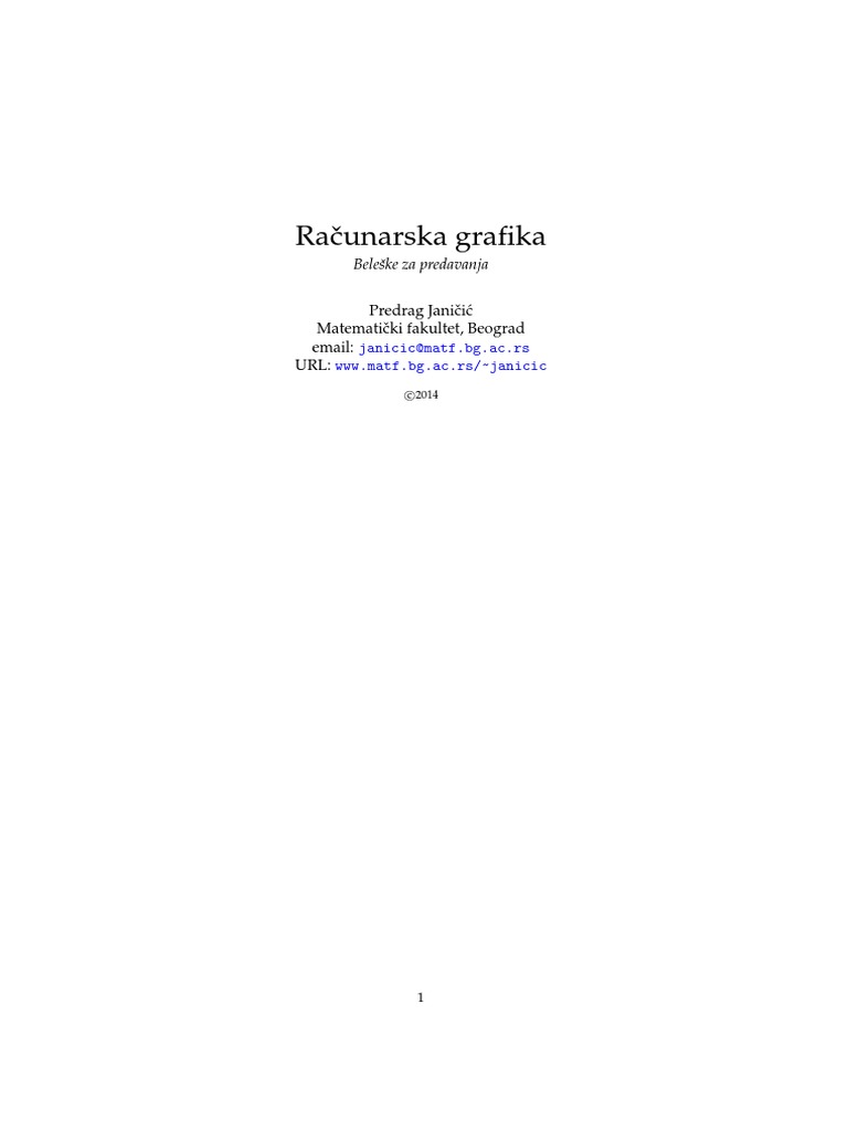 Računarska Grafika Beleške Za Predavanja | PDF