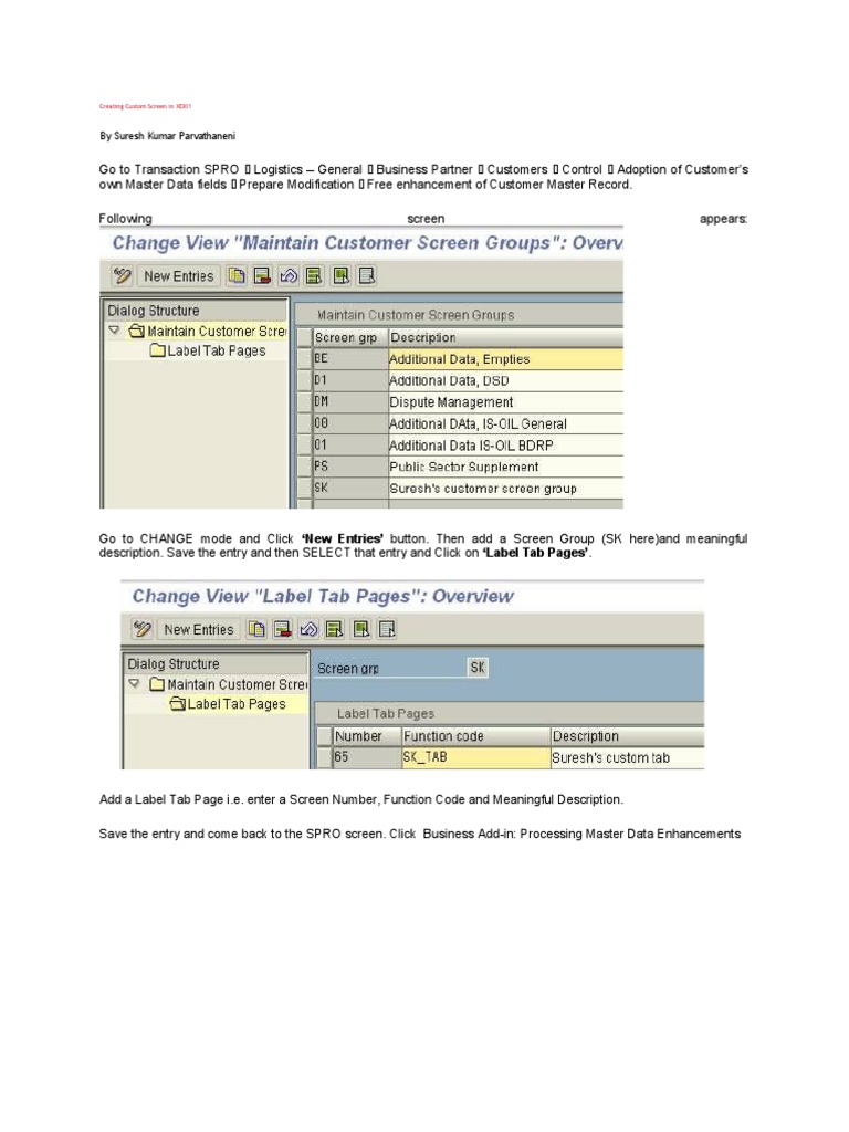 BADI Customer Screen Enhancement | PDF | Database Transaction | Data Management