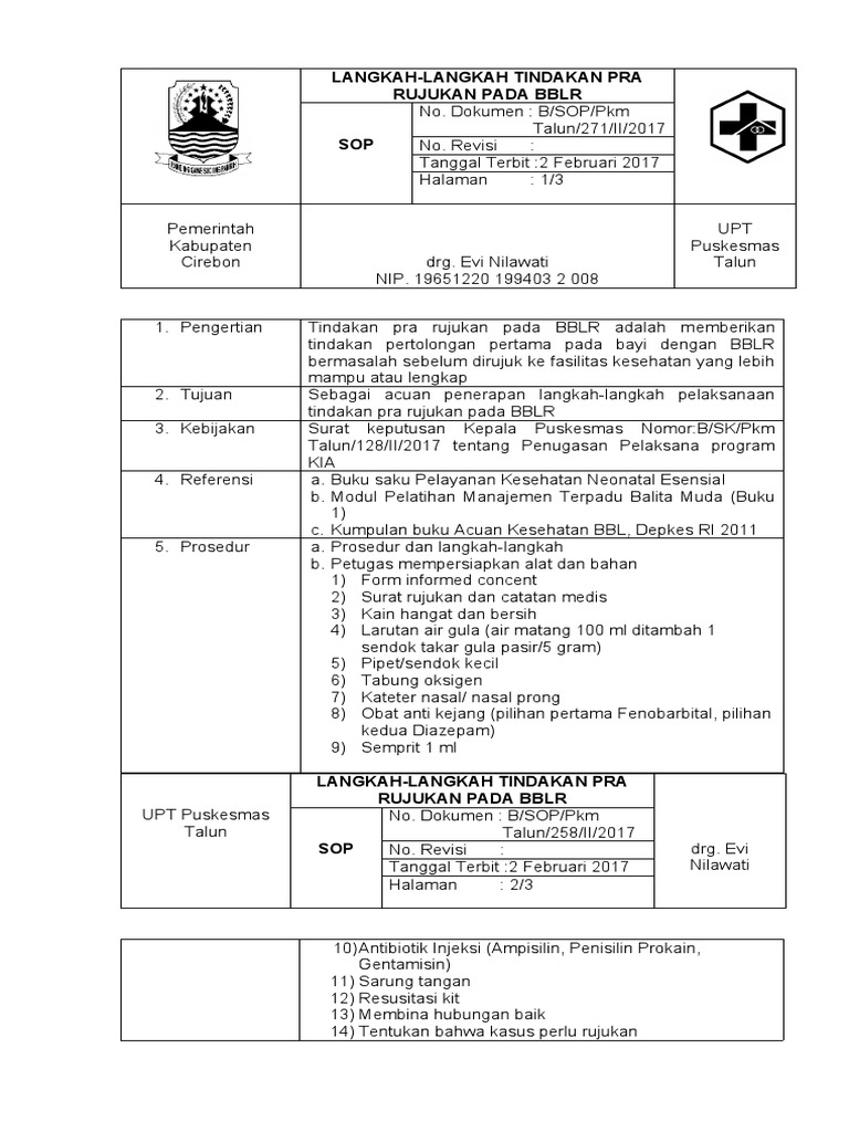 SOP Pra Rujukan BBLR | PDF