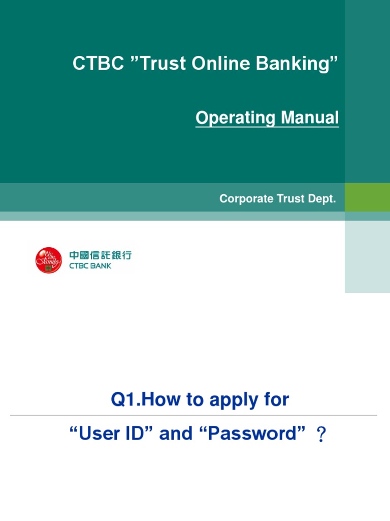 CTBC "Trust Online Banking": Operating Manual | PDF | Online Banking ...