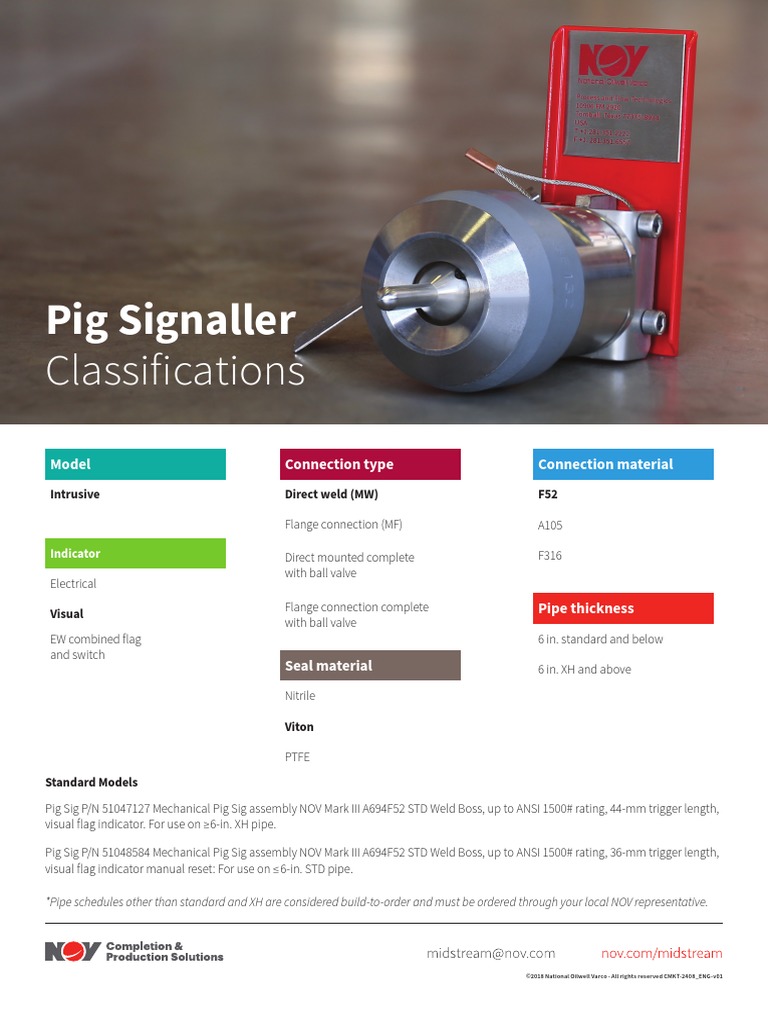 Pig Signaller Classifications | PDF | Pipe (Fluid Conveyance) | Gas ...