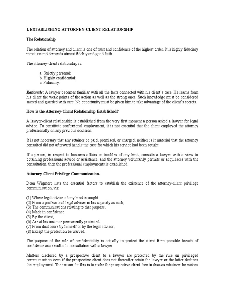 Attorney Client Relationship | PDF | Attorney–Client Privilege | Public Law