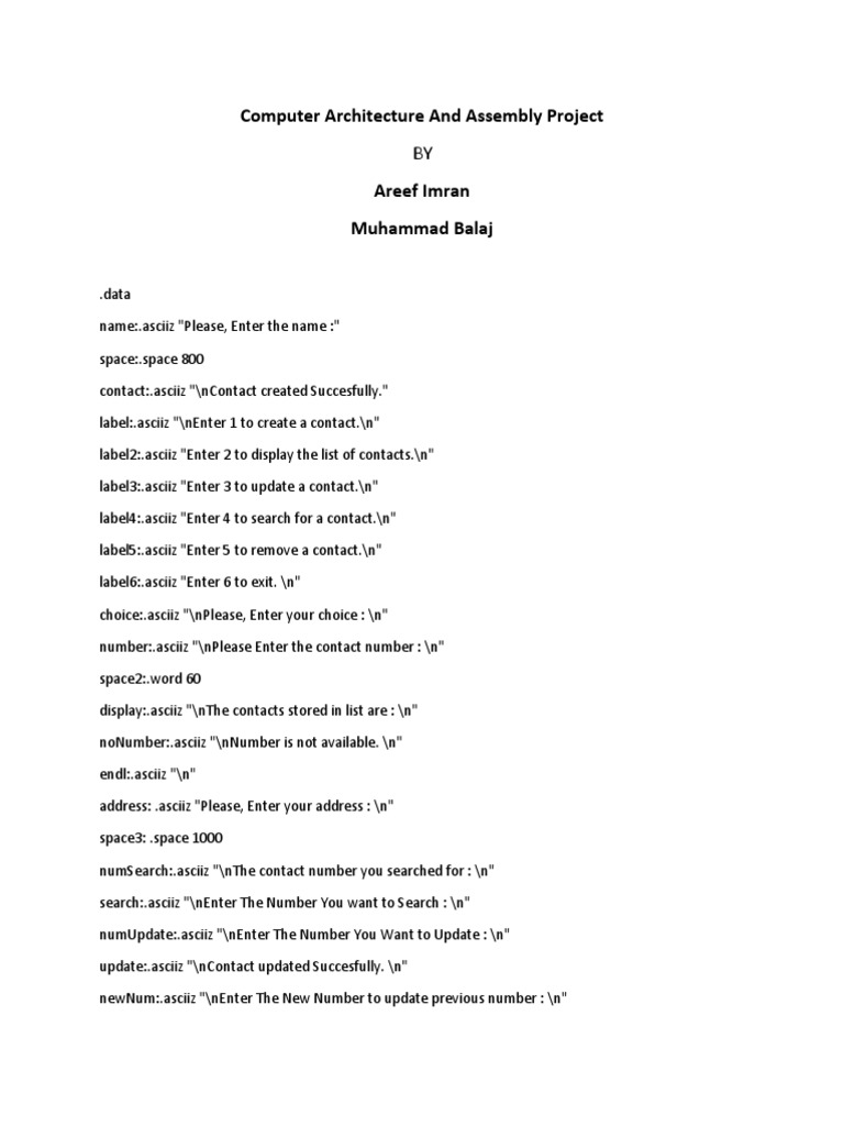 COA LAB Project | PDF | Computer Engineering | Computer Programming