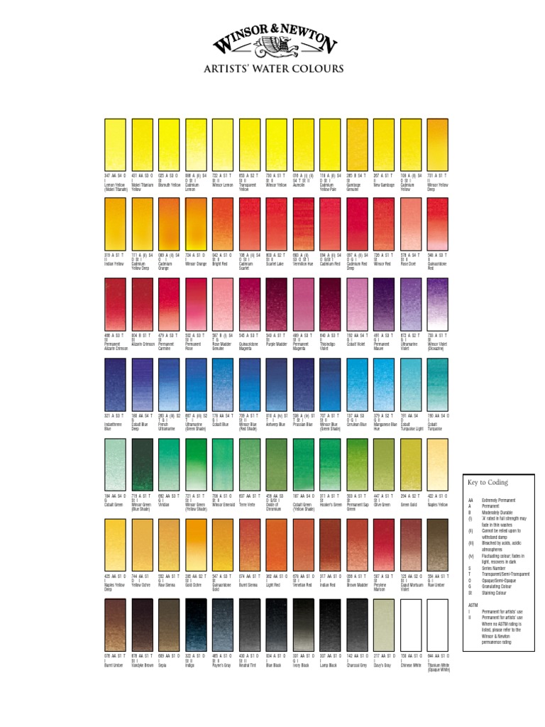 Winsor Newton WC Colour Chart | PDF | Blue | Grey