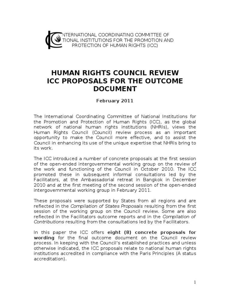 ICC Proposals for Human Rights Council Review | PDF | Law And Economics ...