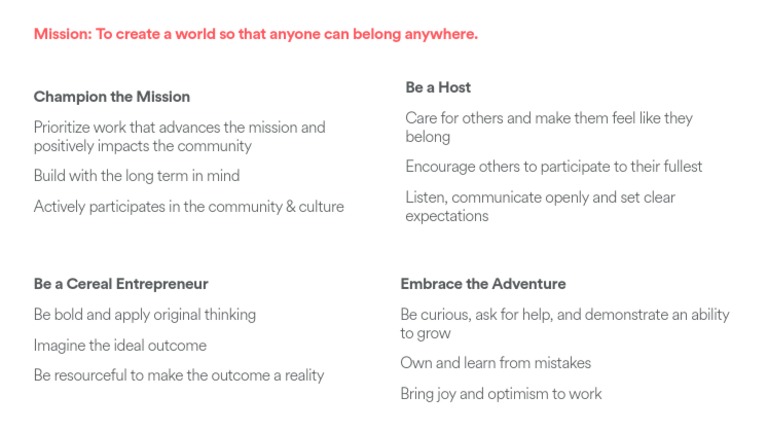 Airbnb Core Values PDF | PDF