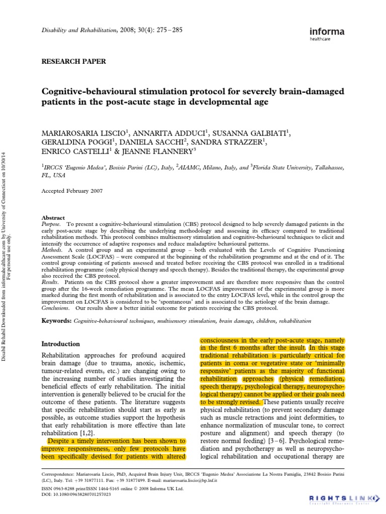 Daño Cerebral | Download Free PDF | Coma | Physical Therapy