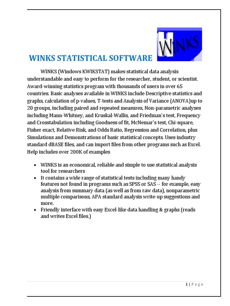 Winks Statistical Software Assignment | PDF | Statistics | Regression ...