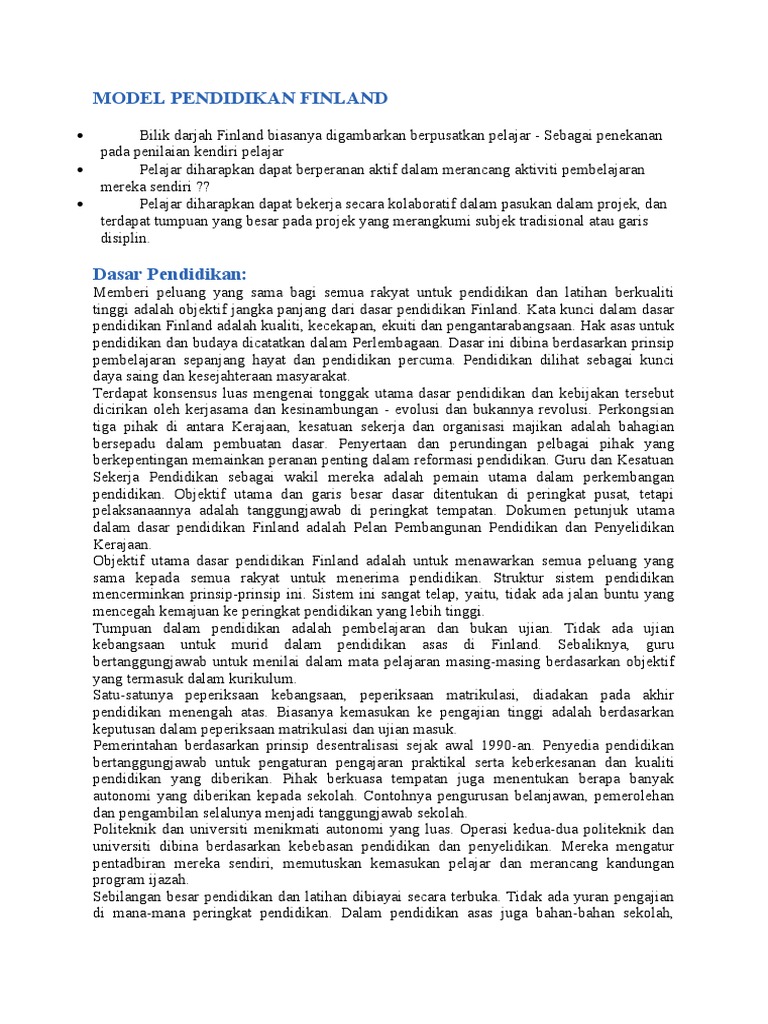 FINLAND EDUCATION MODEL - En.ms | PDF