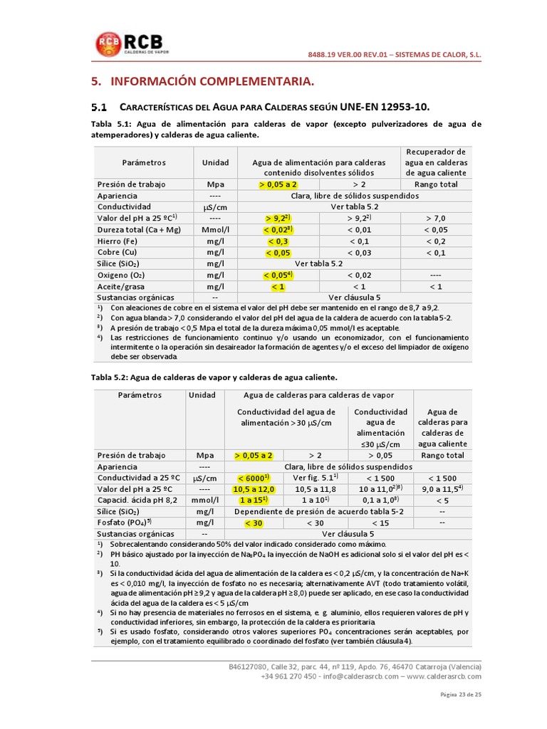 Características del agua en calderas UNE-EN 12953-10 | PDF | Elementos ...