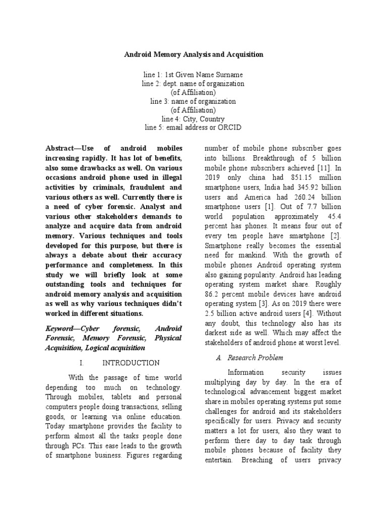 Android Memory Analysis and Acquisition | PDF | Android (Operating System) | Qualitative Research