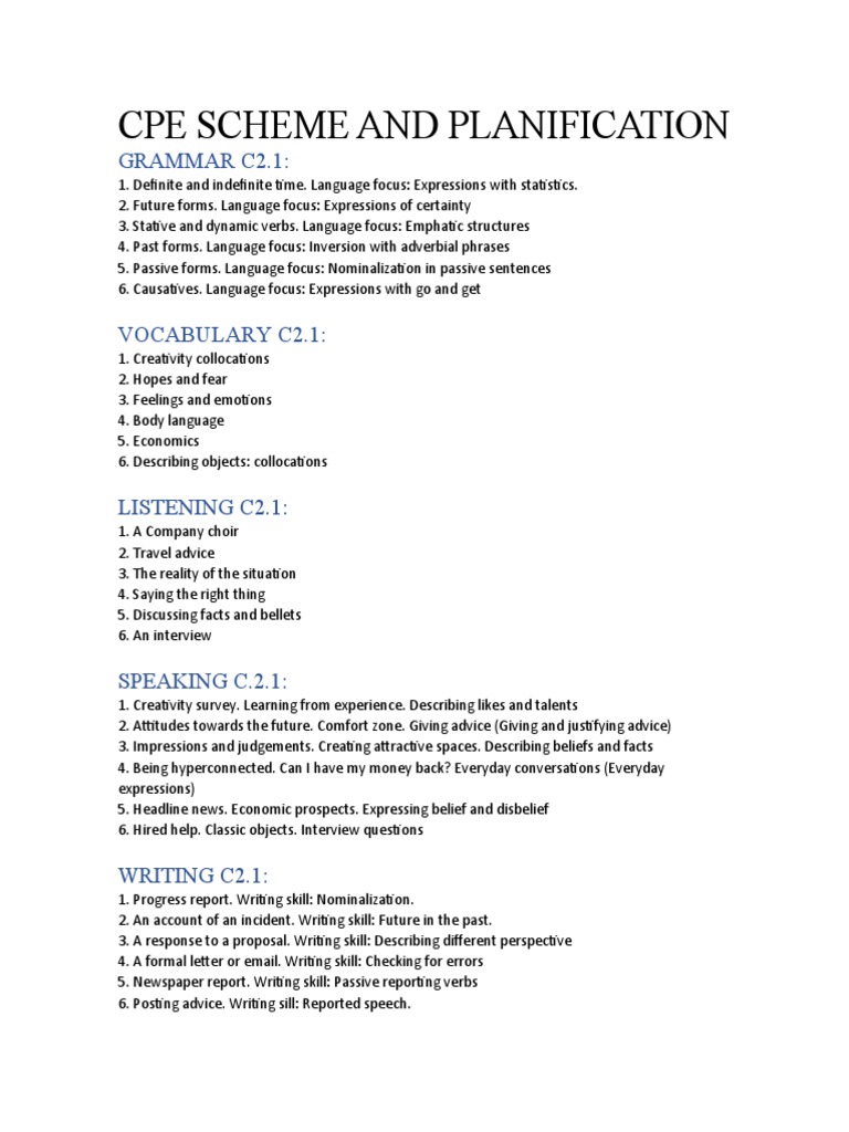 Cpe Scheme and Planification | PDF