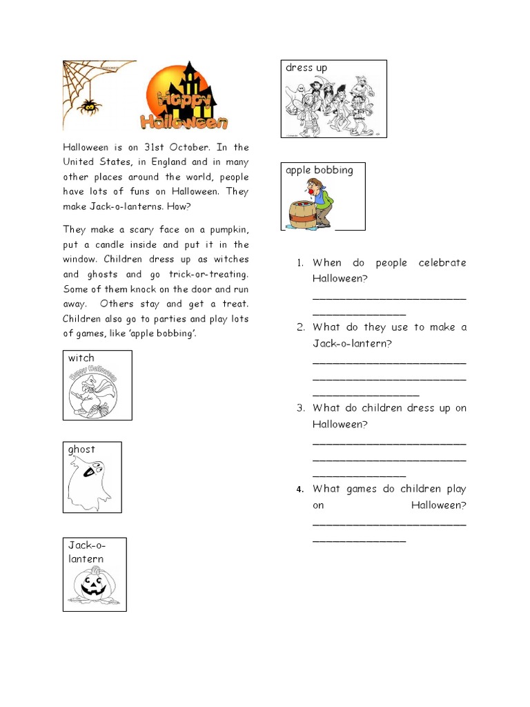 Halloween Reading Comprehension Exercises - 50409 | PDF