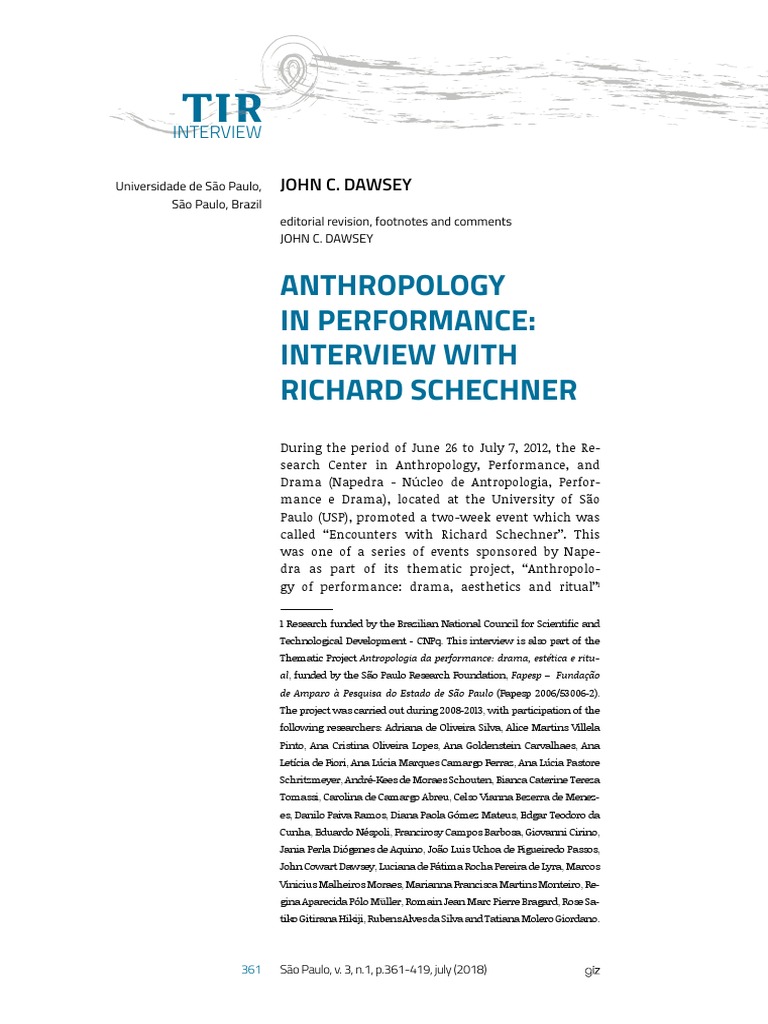 Interview with Richard Schechner | PDF | Religion And Belief | Anthropology