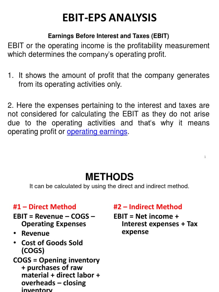 Ebit-Eps Analysis: Operating Earnings | PDF | Cost Of Goods Sold | Net ...