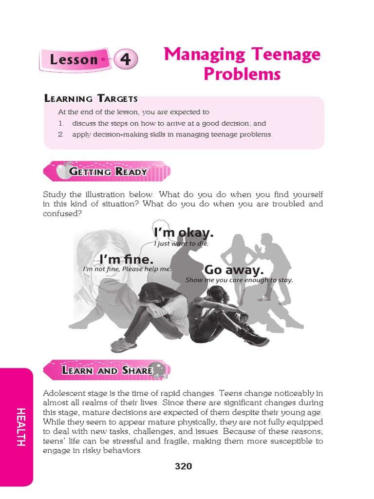 Lesson 4 Managing Teenage Problems | PDF | Adolescence | Decision Making