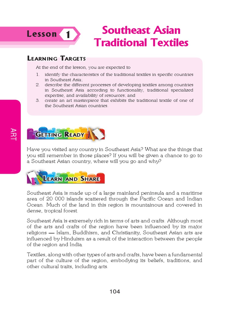Lesson 1 Southeast Asian Traditional Textiles | PDF | Weaving | Silk