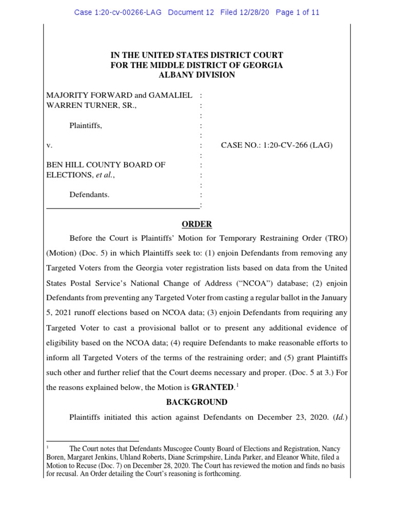 GA Order | PDF | Injunction | Federal Rules Of Civil Procedure