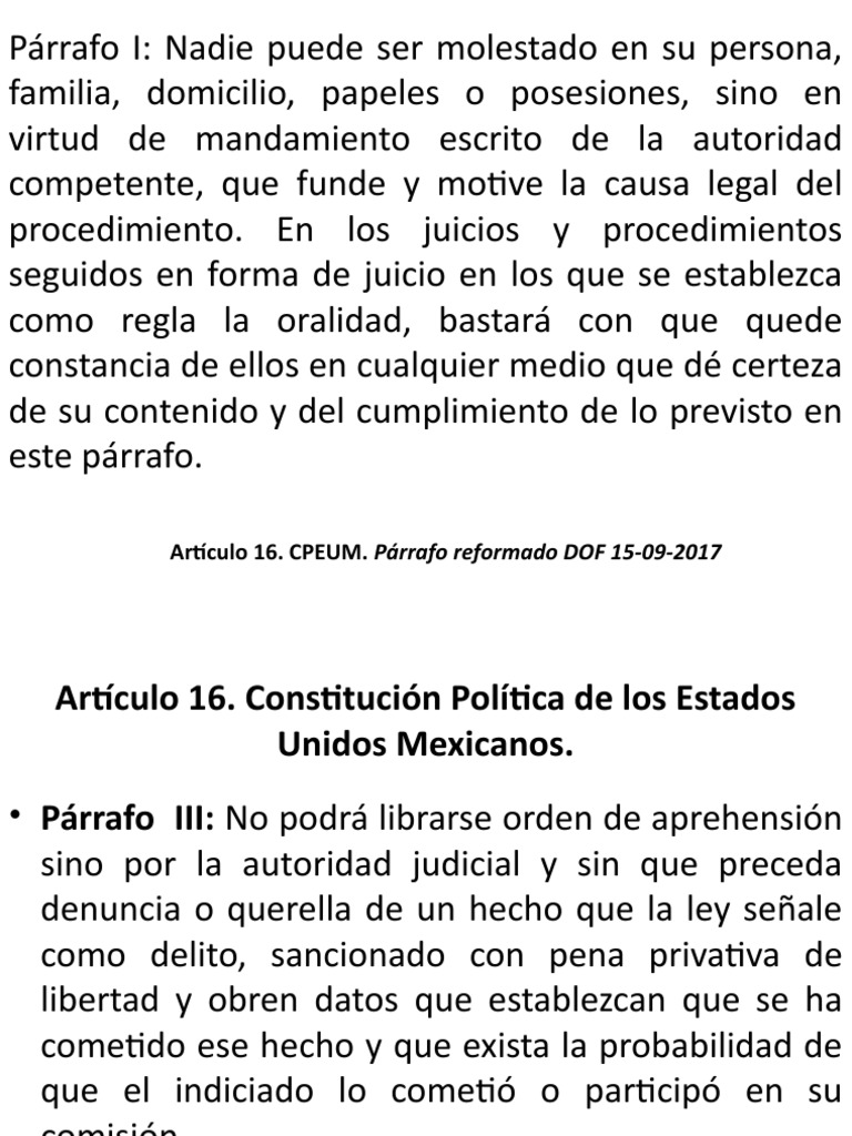 Artículo 16 CPEUM: Derechos y Procedimientos | PDF