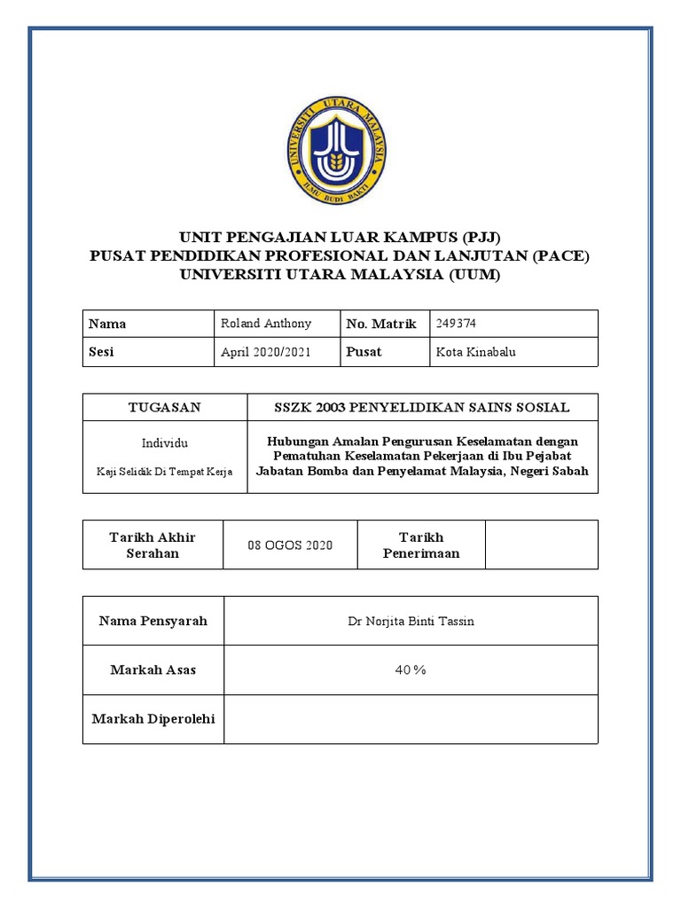 Cover Page TUGASAN INDIVIDU Sains Sosial | PDF
