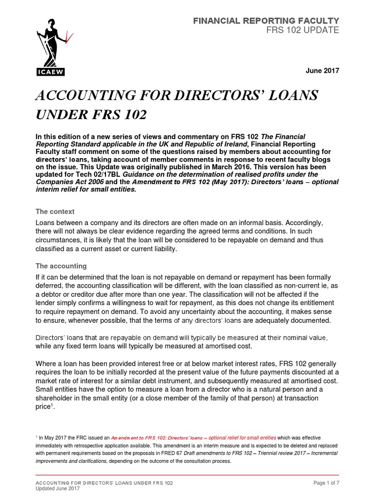 Accounting For Directors Loans Under FRS 102 FAQs | PDF | Loans | Interest