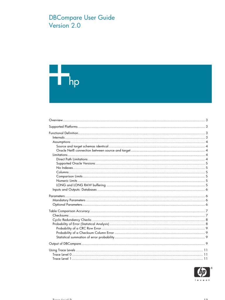 DBCompare UserGuide-V2 | PDF | Oracle Database | Computer Architecture