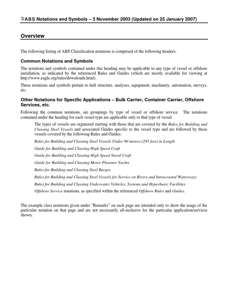 Class Notations Table | PDF | Water Transport | Ships