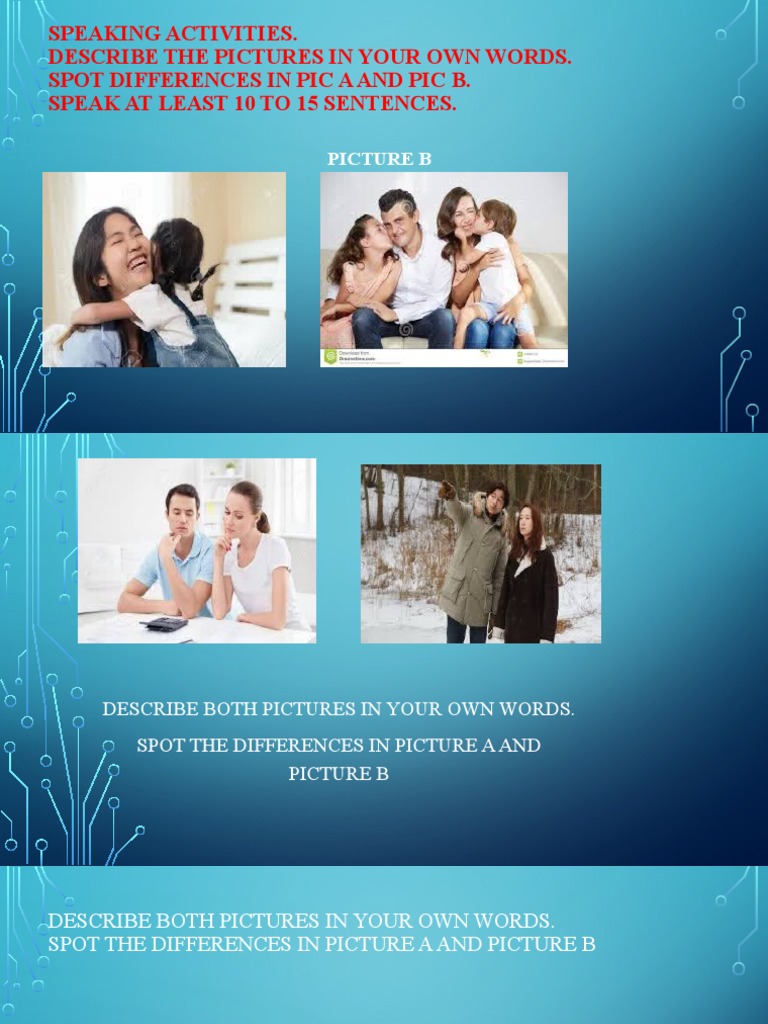 Spot The Differences Describe The Pictures | PDF | Language Arts ...